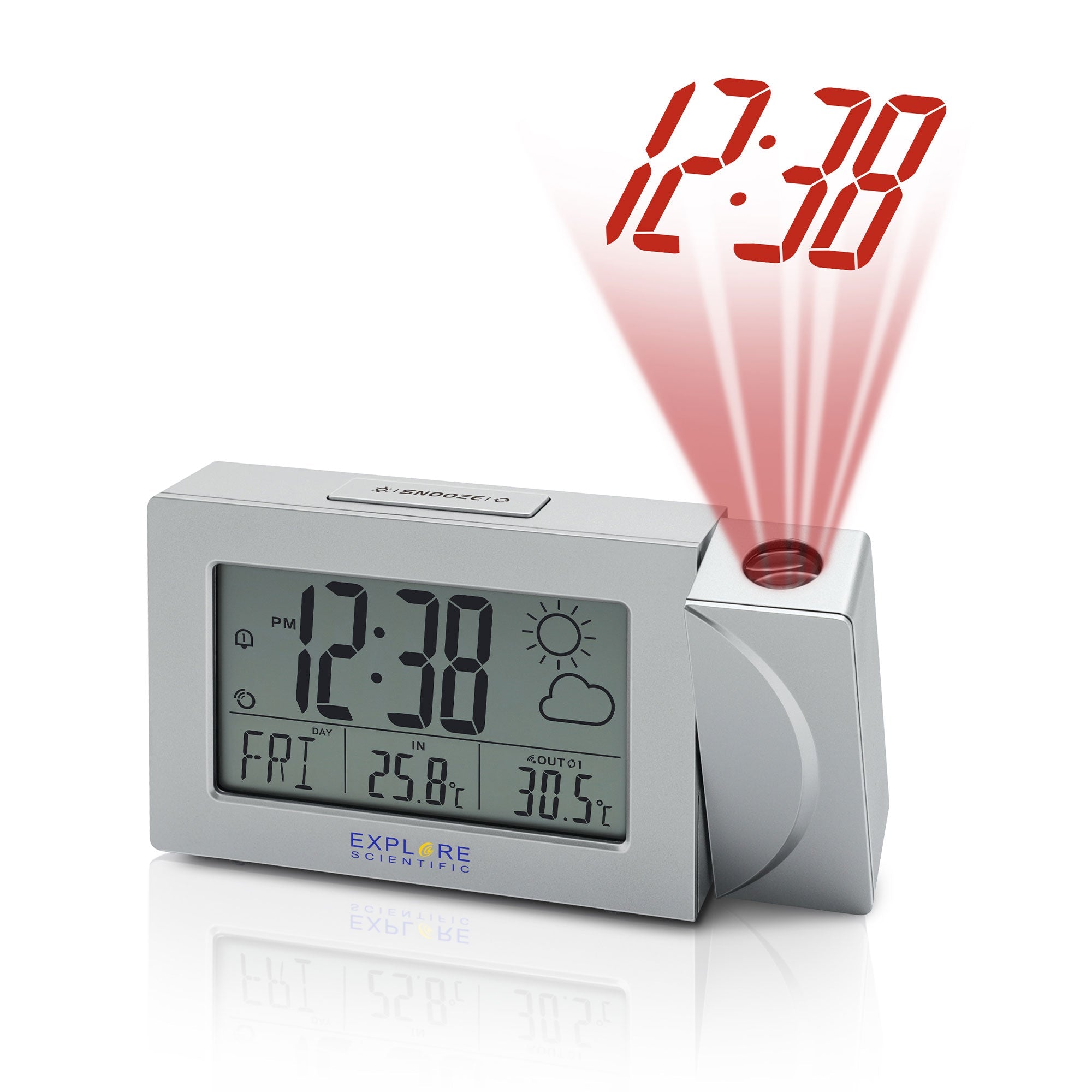 Explore Scientific Projection Radio Controlled Clock with Weather Fore ...